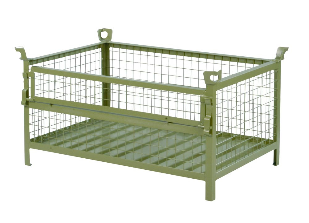 Gitter-Stapelbehälter, Stahl, Traglast 800 kg, vorne Klappe, LxB ...